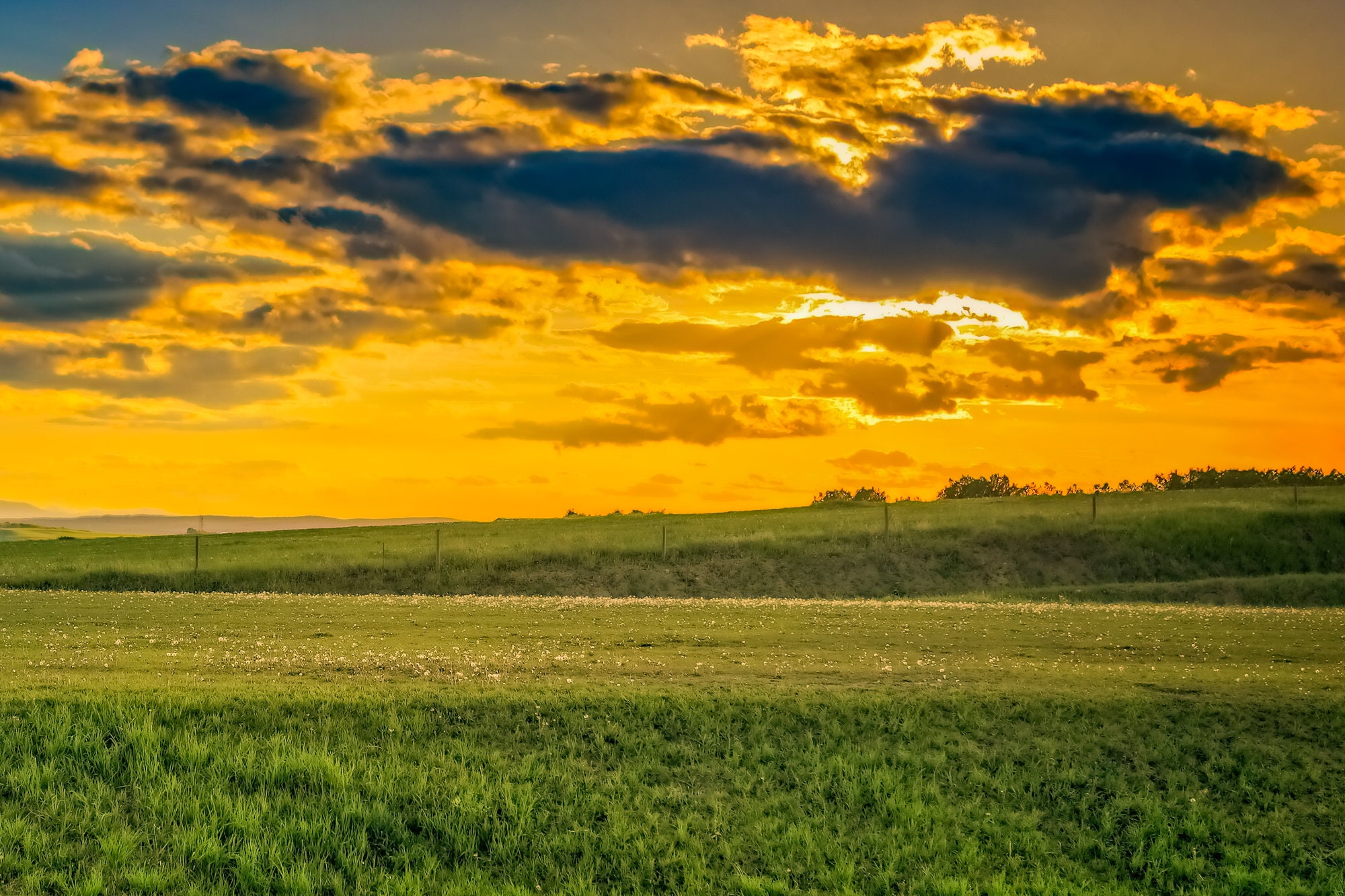 Fine Art Print golden West Landscape, Yellow Sky, Sunset, Wide Open ...