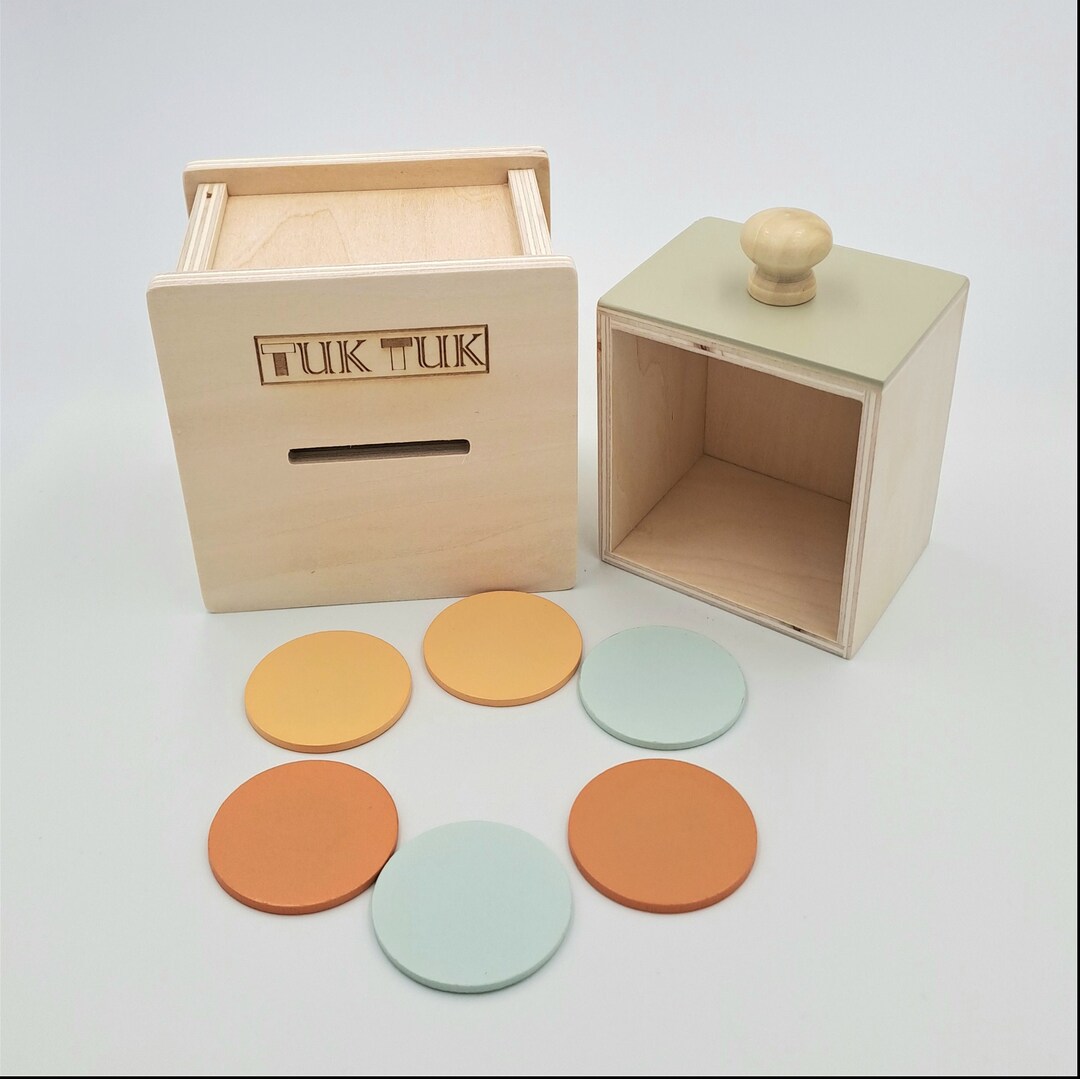 Montessori Coin Box, Wood Box Toy for Baby,wooden Toy for Baby Under 1 ...