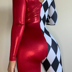 CUSTOMISABLE Two Colour Catsuit Unitard Half and Half Costume Dancers ...