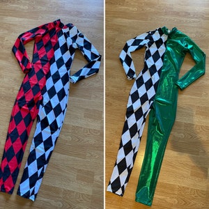 CUSTOMISABLE Two Colour Catsuit Unitard Half and Half Costume Dancers ...