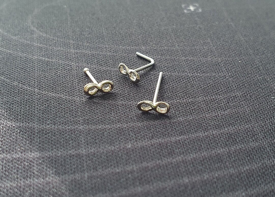 Sterling Silver Pin L Shape Infinity Nose Stud Piercing - Etsy