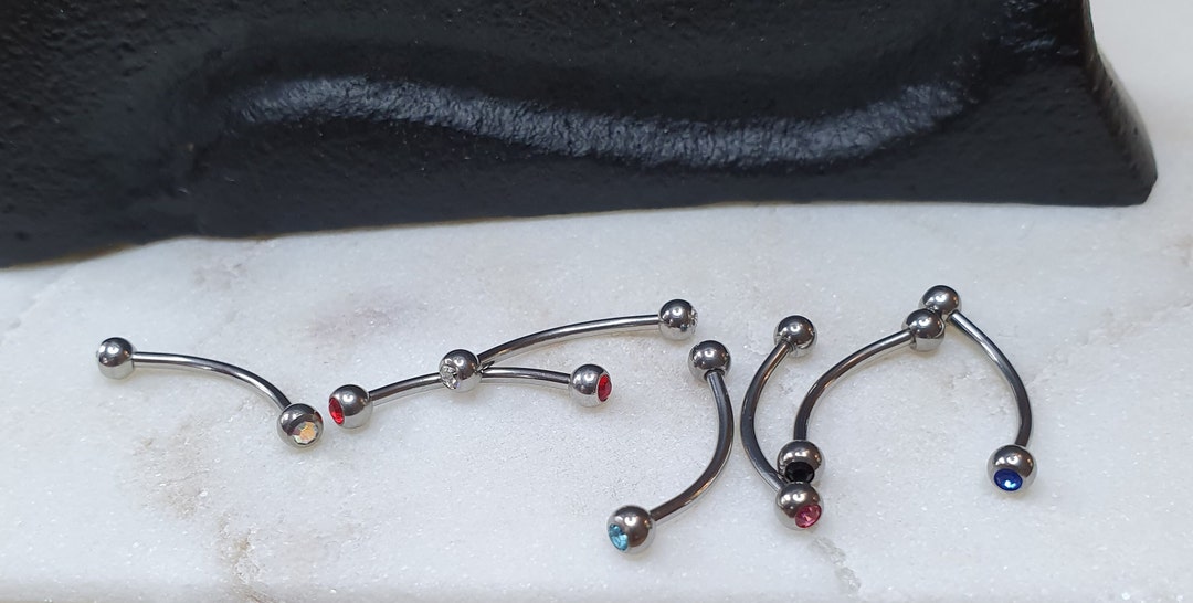 Snake Eye Piercing Banana Barbell Surgical Steel 16g (1.2mm) With Two ...