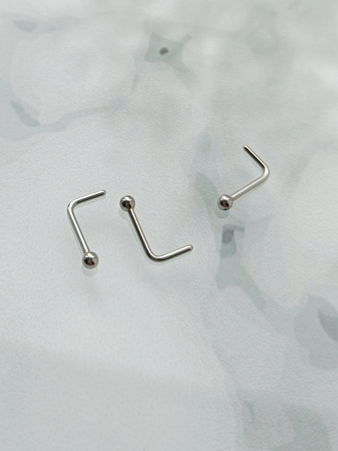 2x Nose L Shape Piercing With 2mm Plain Ball Top, Nose L Shape Jewelry ...