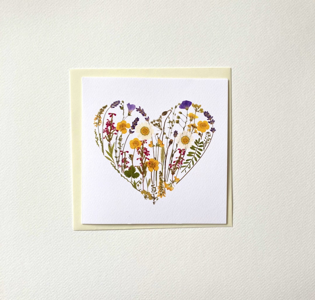 Mother's Day, Heart, Handmade Greeting Card, Mother's Day, Pressed ...