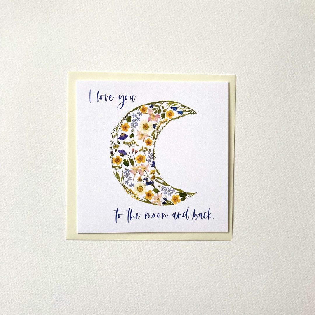 I Love You to the Moon and Back Card, Handmade Greeting Card ...