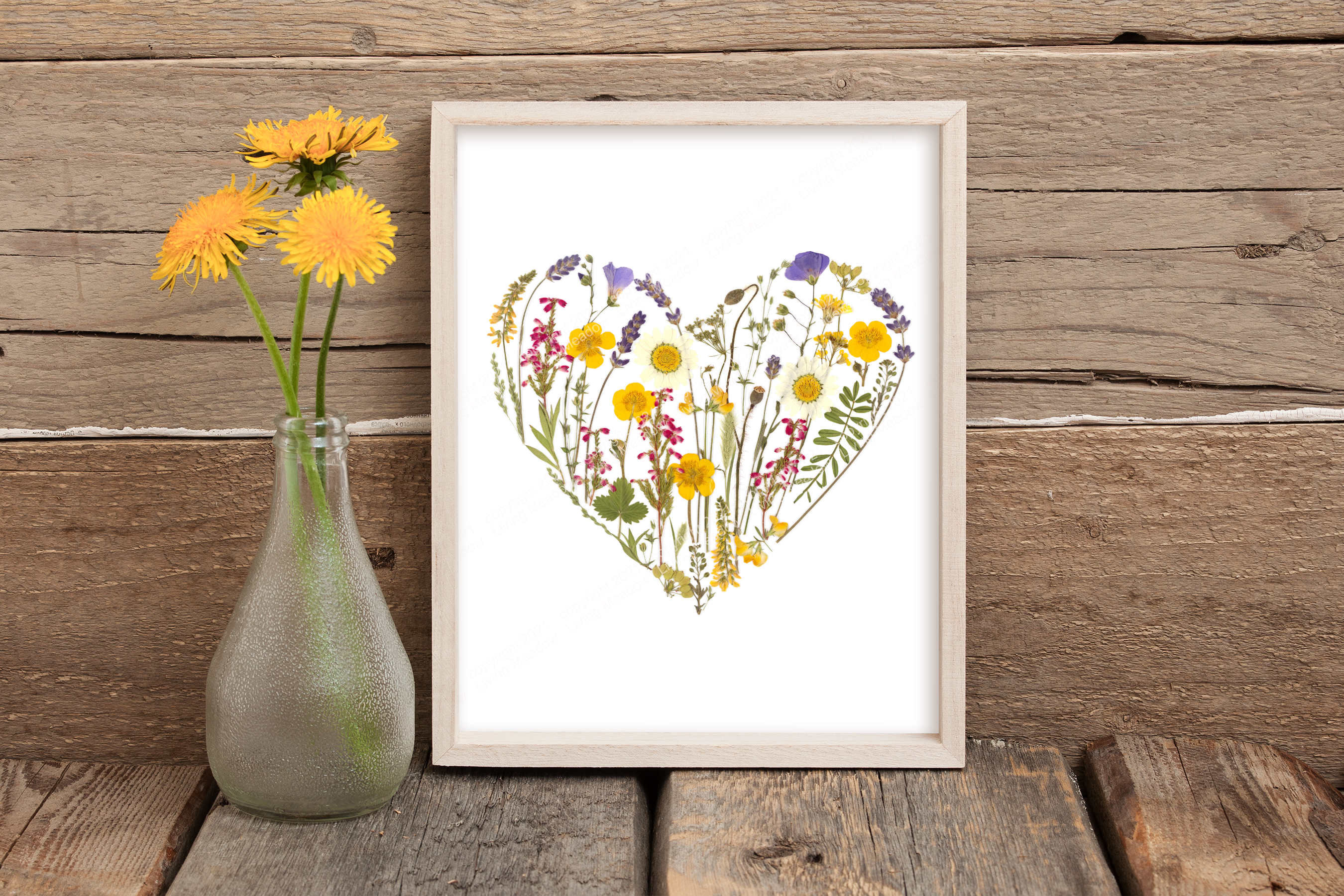 Heart Nursery Print Flower Heart Heart Pressed Flowers - Etsy