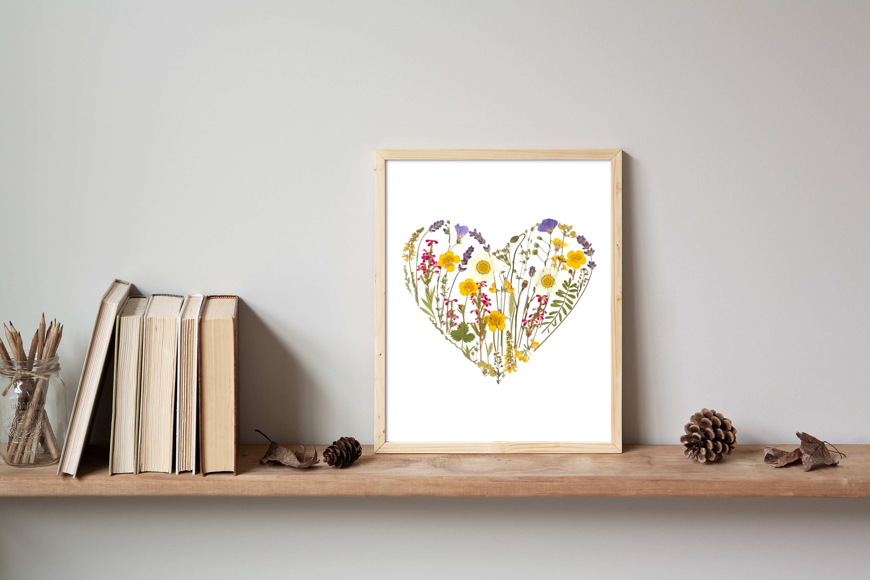 Heart Nursery Print Flower Heart Heart Pressed Flowers - Etsy