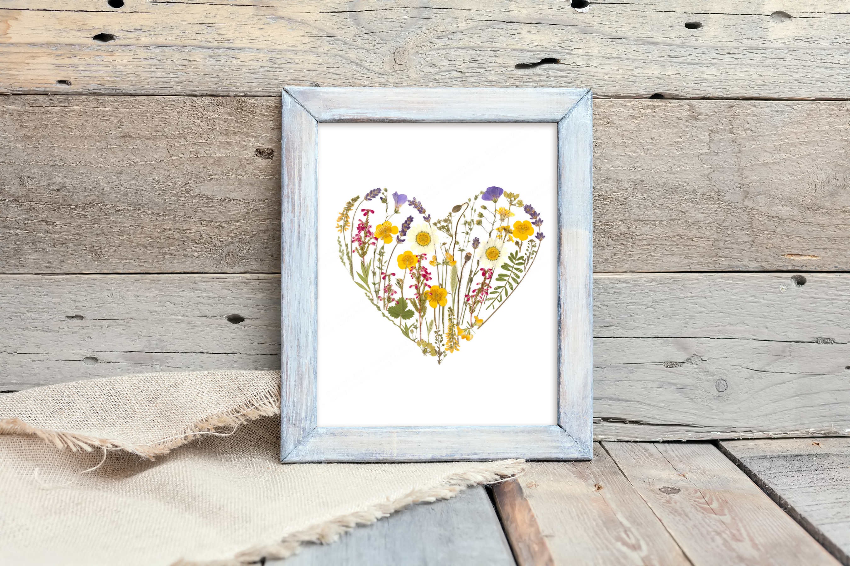 Heart Nursery Print Flower Heart Heart Pressed Flowers - Etsy