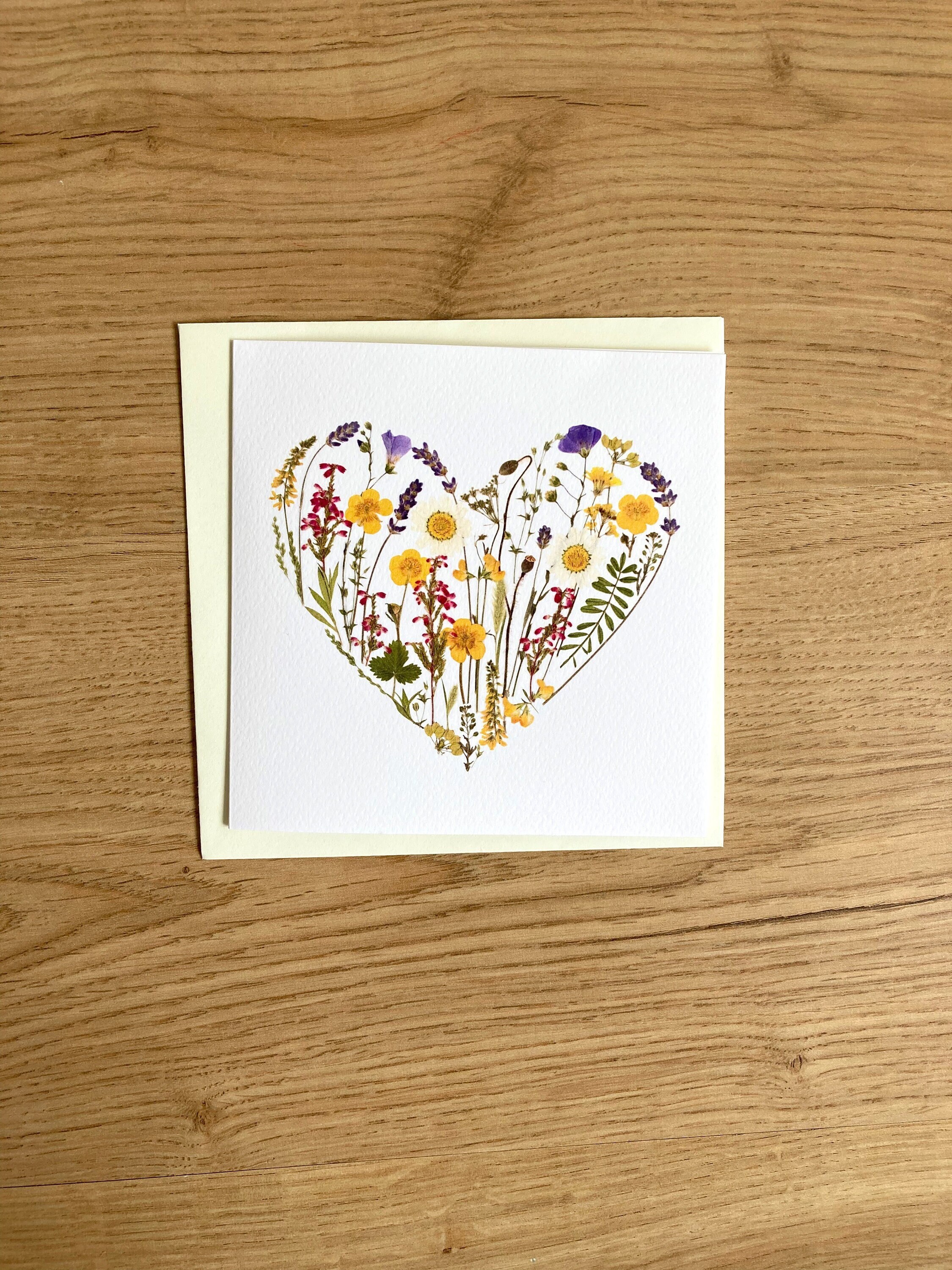 Mother's Day, Heart, Handmade Greeting Card, Mother's Day, Pressed ...