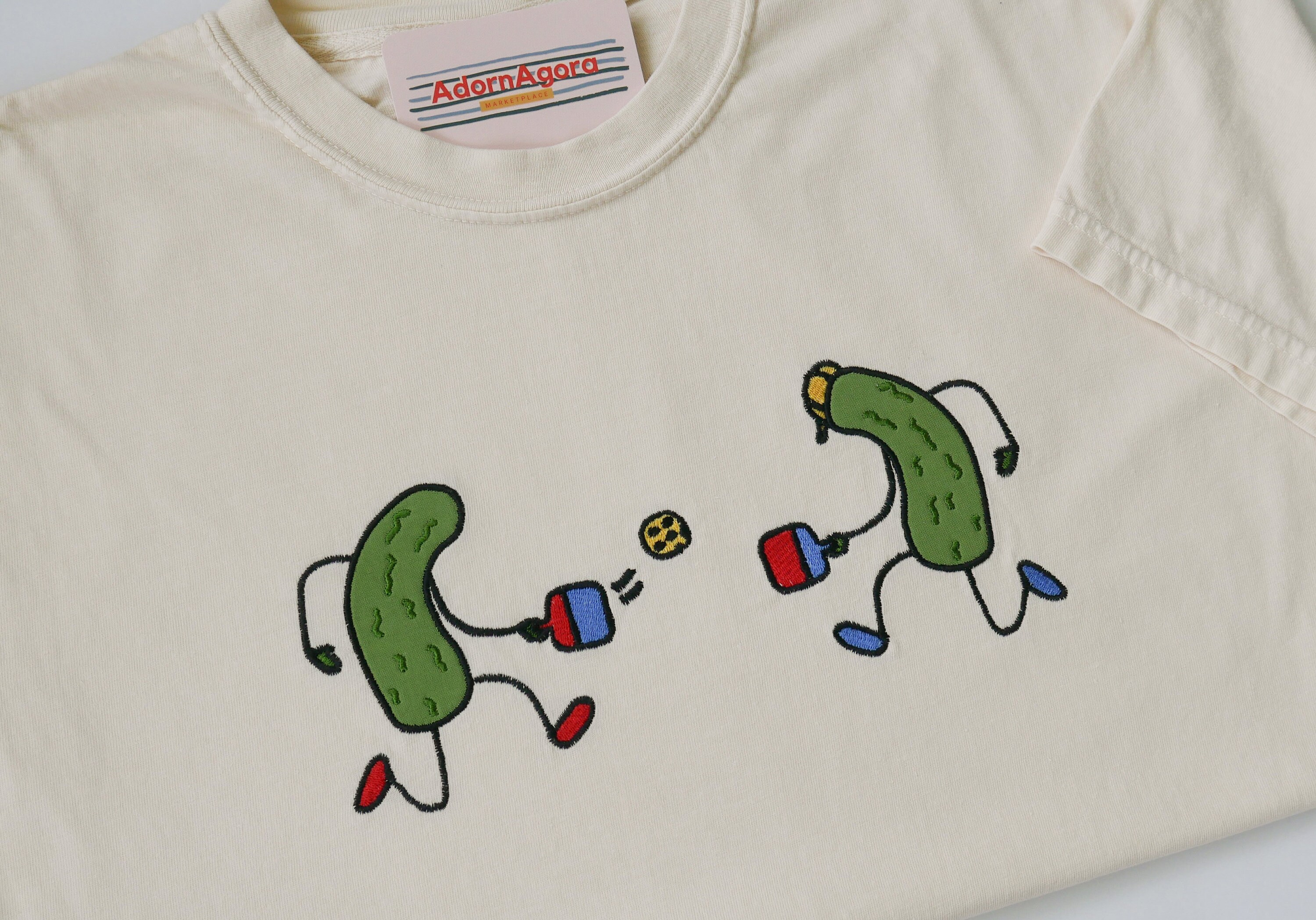 Pickles Playing Pickleball Appliqué T-shirt - Etsy