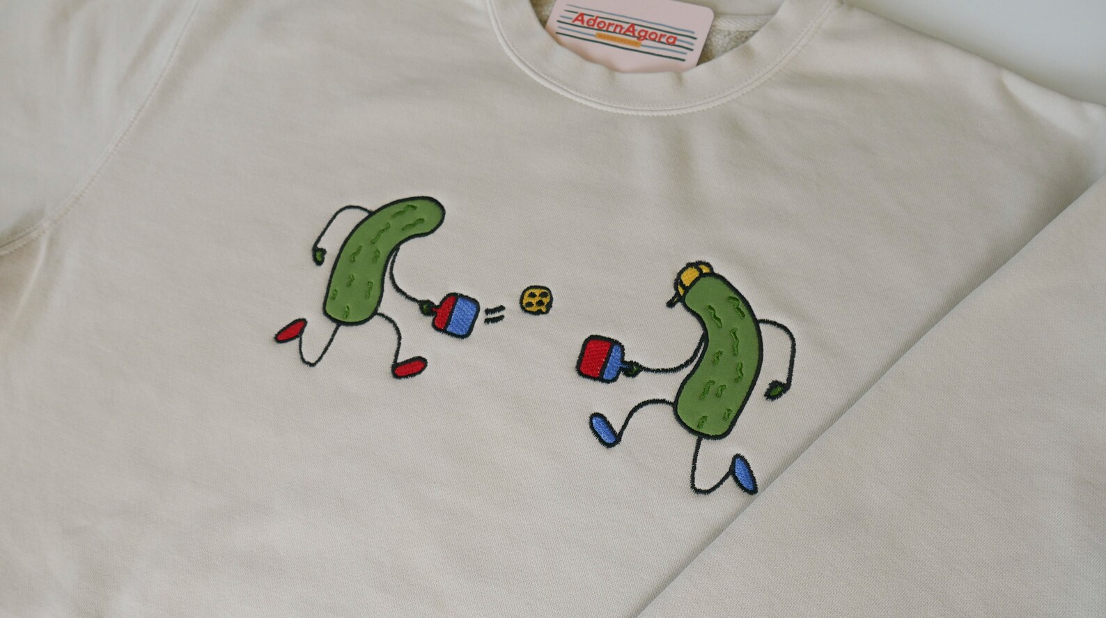 Pickles Playing Pickleball Appliqué Sweatshirt - Etsy