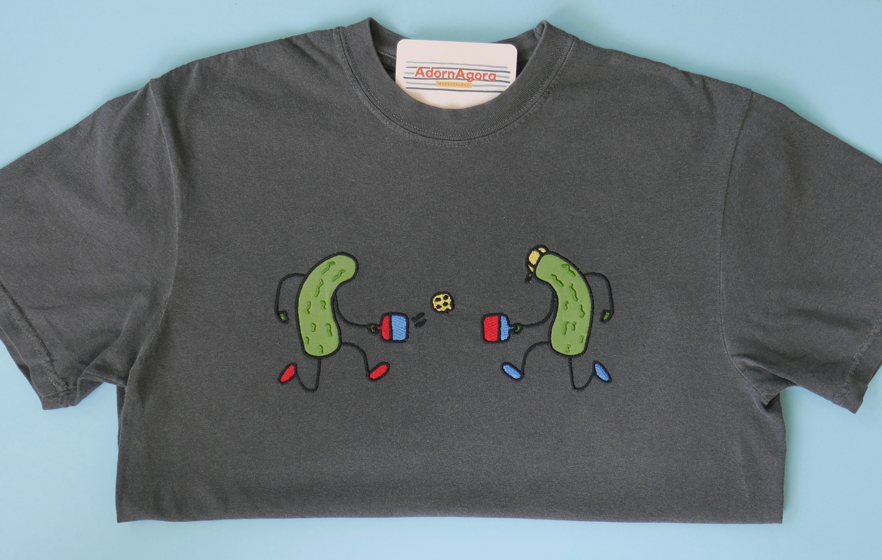 Pickles Playing Pickleball Appliqué T-shirt - Etsy