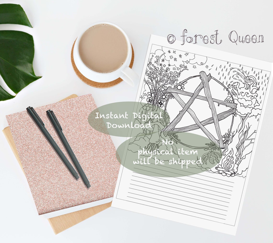 Book of Shadows Printable Stationary Blank Lined Wicca - Etsy