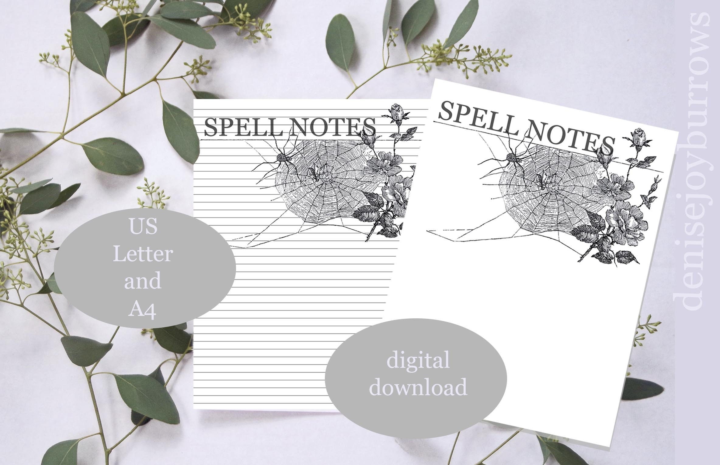 Printable Stationery, Spell Notes, Book of Shadows, Stationery Set ...