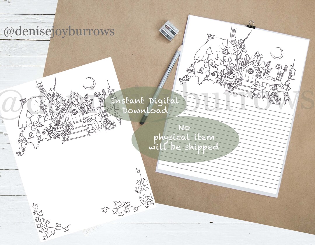 Cottagecore Printable Stationary, Blank, Lined, Frog Mushroom Writing ...