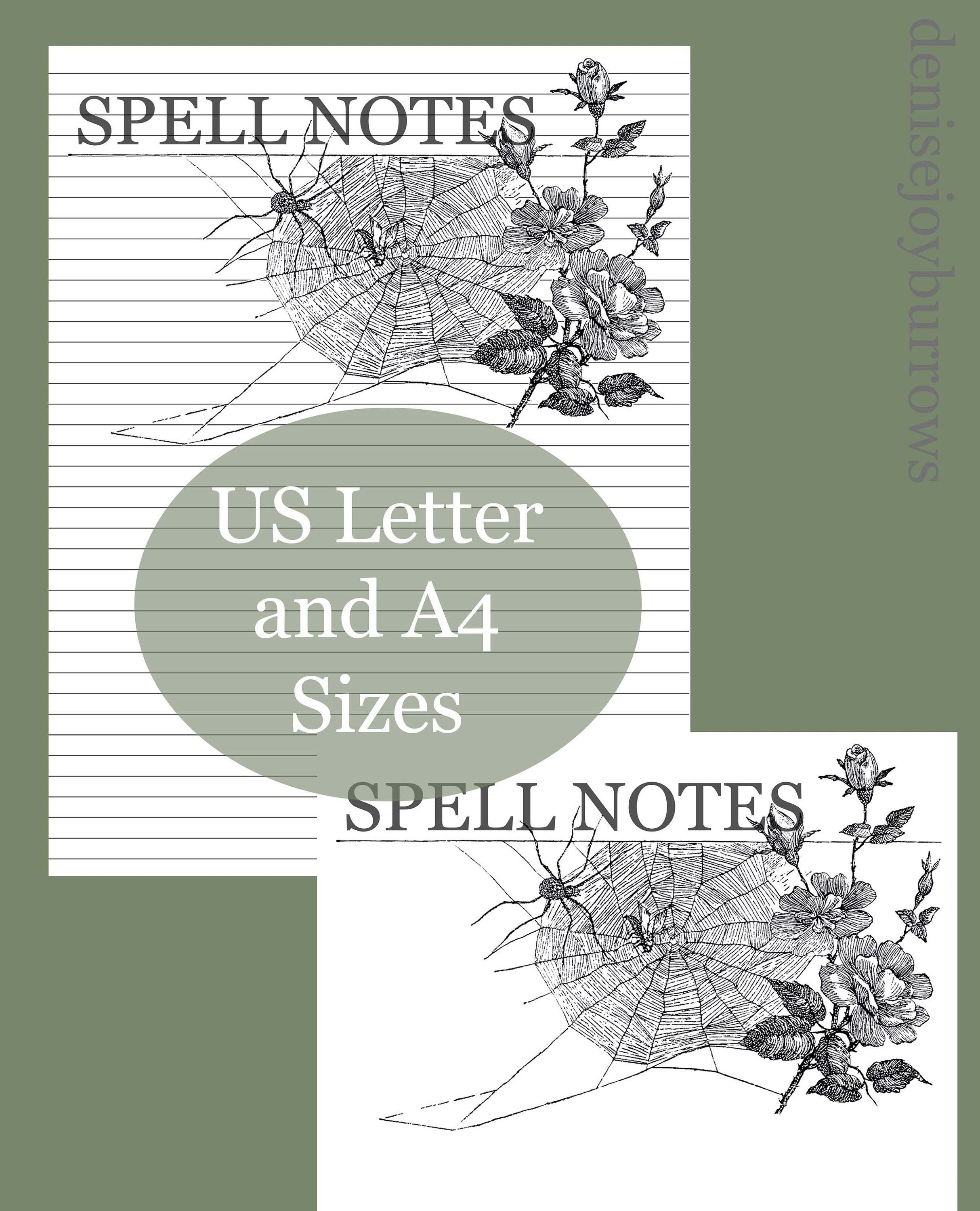 Printable Stationery, Spell Notes, Book of Shadows, Stationery Set ...