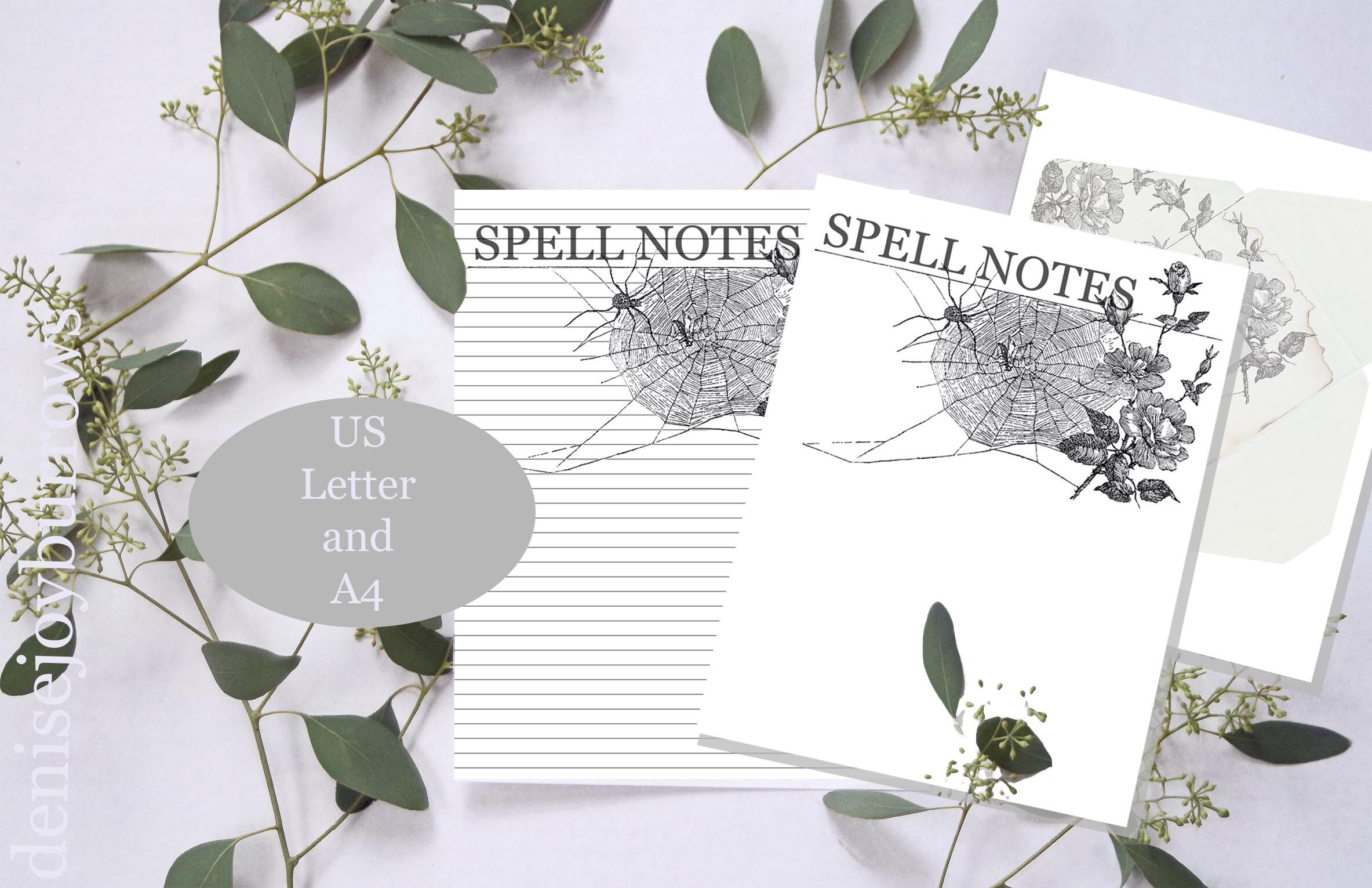 Printable Stationery, Spell Notes, Book of Shadows, Stationery Set ...