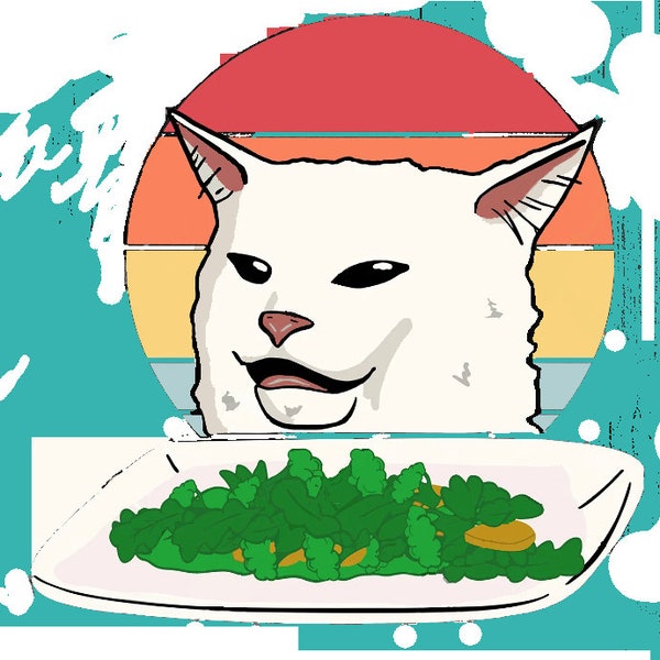 Cat at Table Meme - Etsy