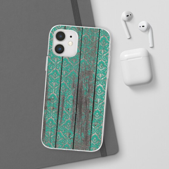 MINT GRUNGE DAMASK On Wooden iPhone 12 Case Iphone 11 Pro Max | Etsy