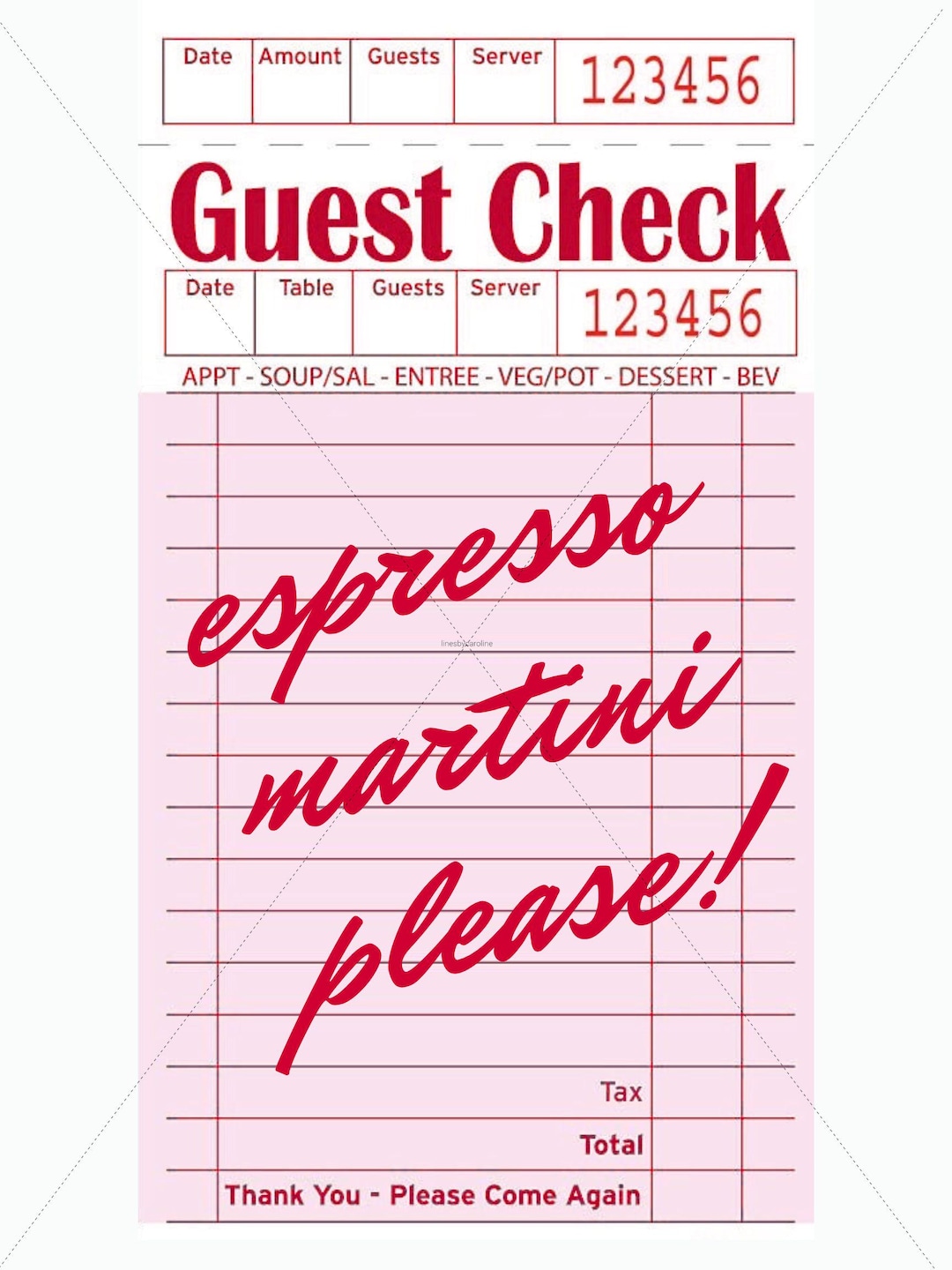 Guest Check - Espresso Martini Print - Etsy