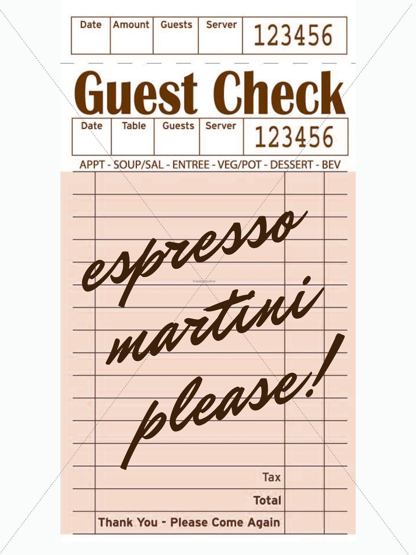 Guest Check - Espresso Martini Print - Etsy