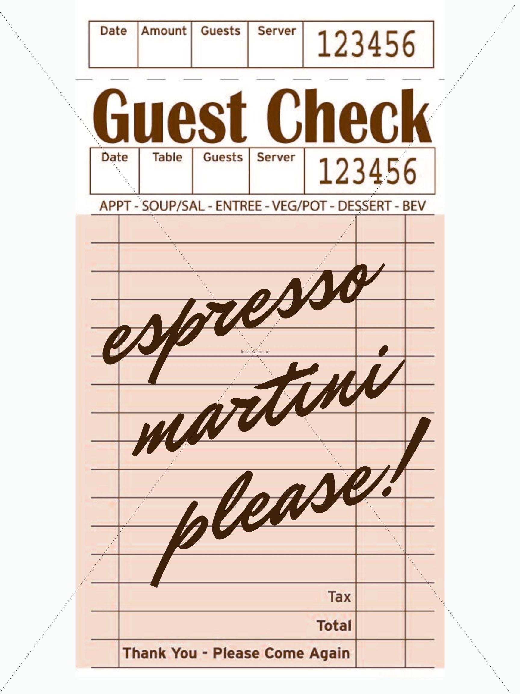 Guest Check - Espresso Martini Print - Etsy