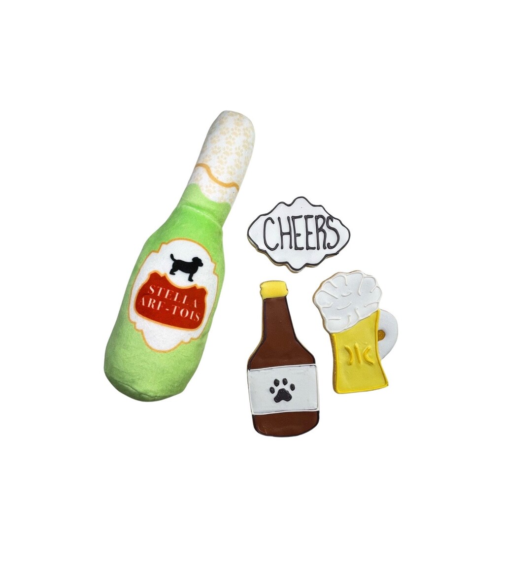 Alcohol Dog Treat Set + Dog Toy Set - Grain Free- Birthday Dog Treats ...