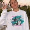 Two Orcas Embroidered Sweatshirt, Killer Whale Marine Lover Jumper ...