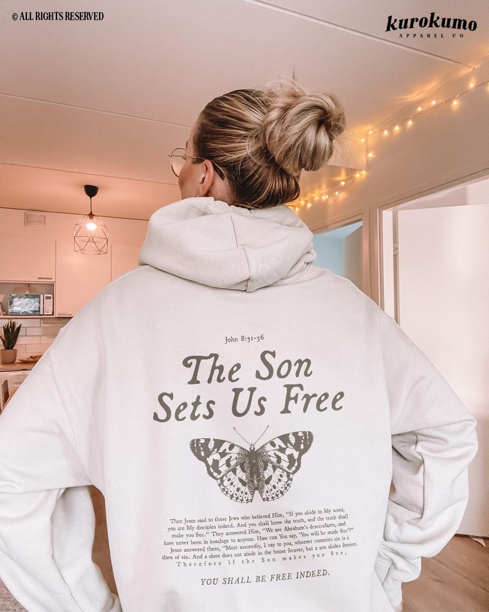 Free Indeed Bible Verse Hoodie Christian Butterfly Sweatshirt Faith ...