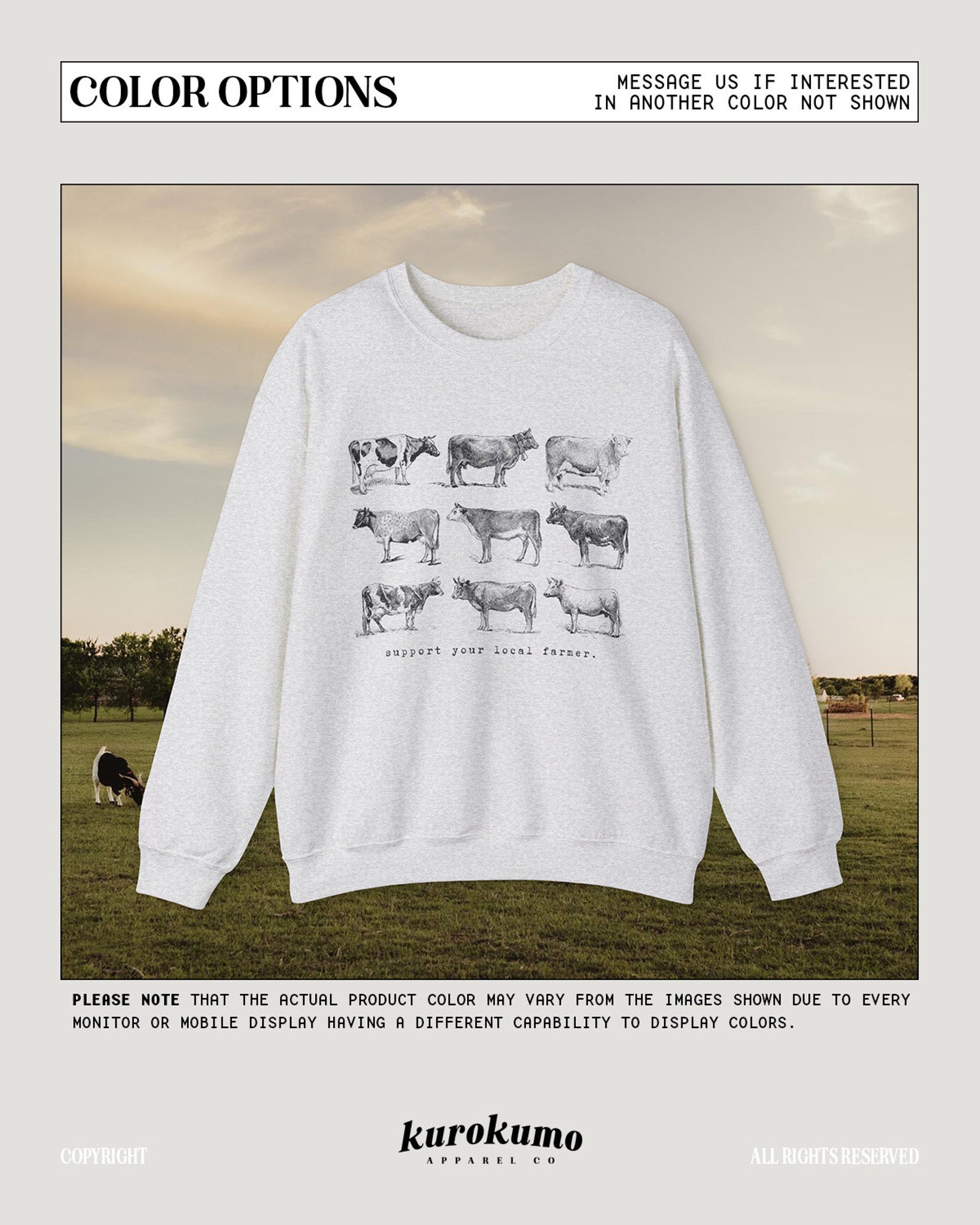 Support Your Local Farmer Cow Sweatshirt Vintage Farm Animals Sweater ...