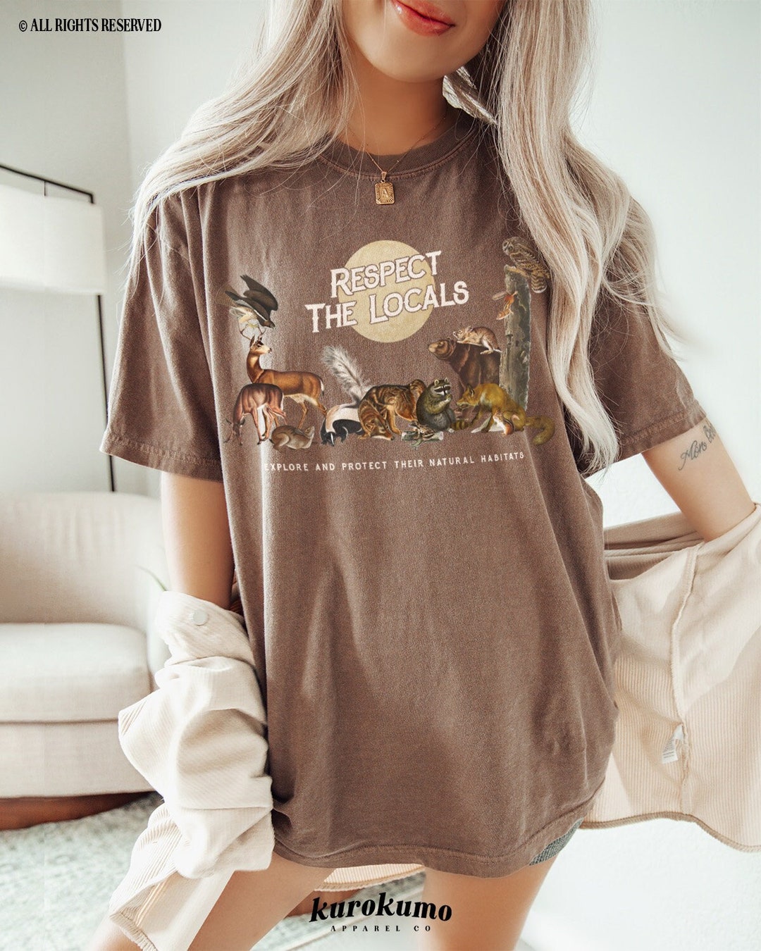 Respect the Locals Tshirt Woodland Animals Graphic Tee Forest Animal ...