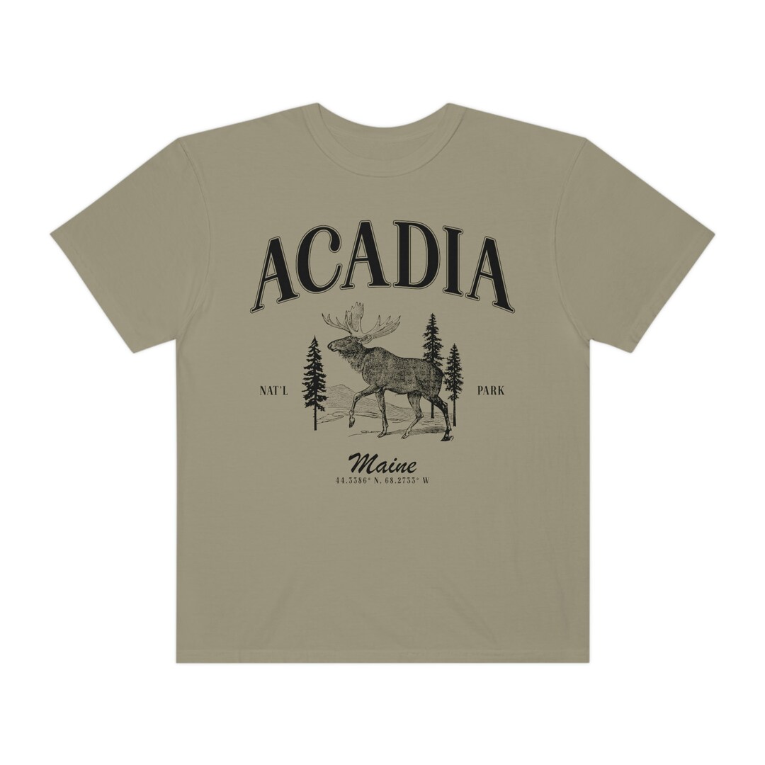Acadia National Park Tshirt Moose Pine Tree Graphic Tee - Etsy