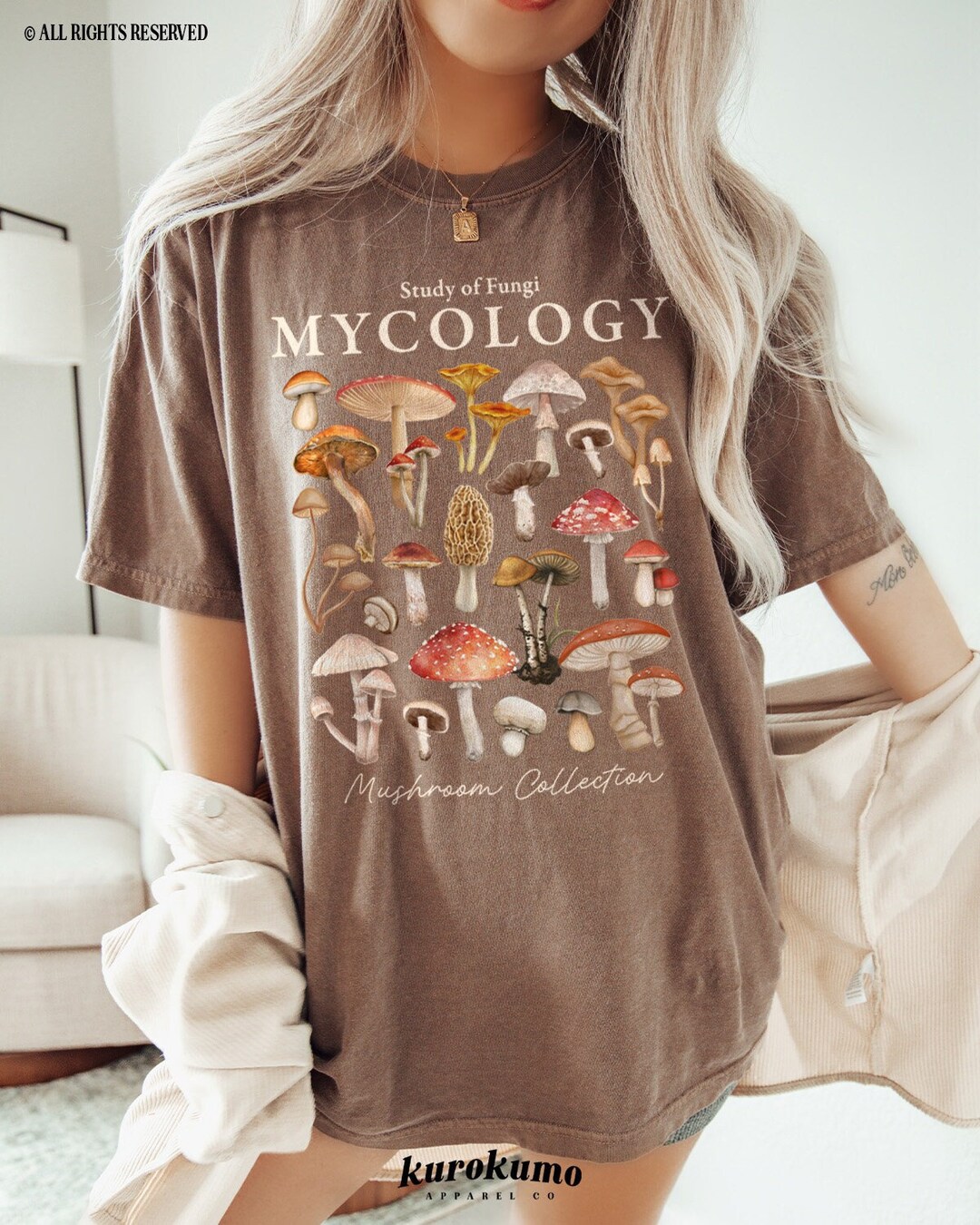 Vintage Mycology Shirt Fungi Science Gifts Watercolor Mushrooms Graphic ...