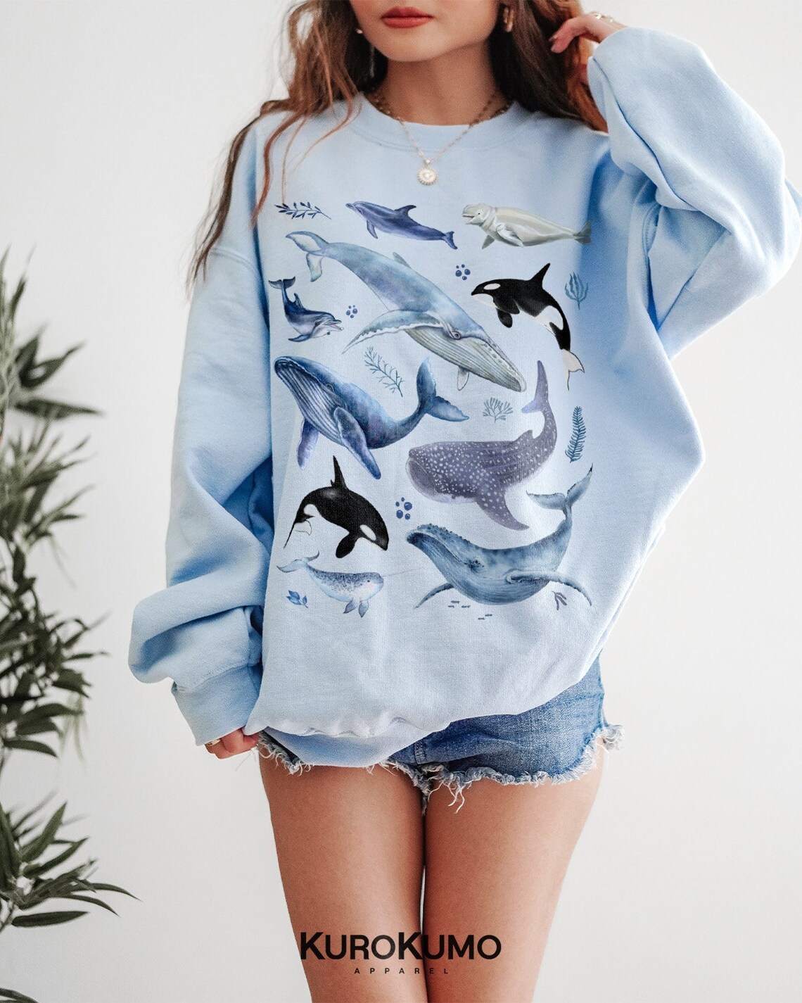 Watercolor Whale Sweater Trendy Ocean Crewneck Aesthetic - Etsy