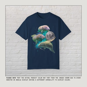 Retro Manatees & Moon Graphic Tee 90s Manatee Tshirt Respect the Locals ...