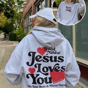 Jesus Loves You Christian Mental Health Hoodie Preppy Faith Sweatshirt ...