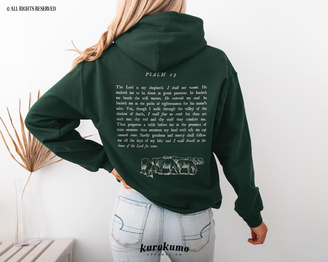 Psalm 23 Bible Verse Hoodie the Lord is My Shepherd Worship Sweatshirt ...