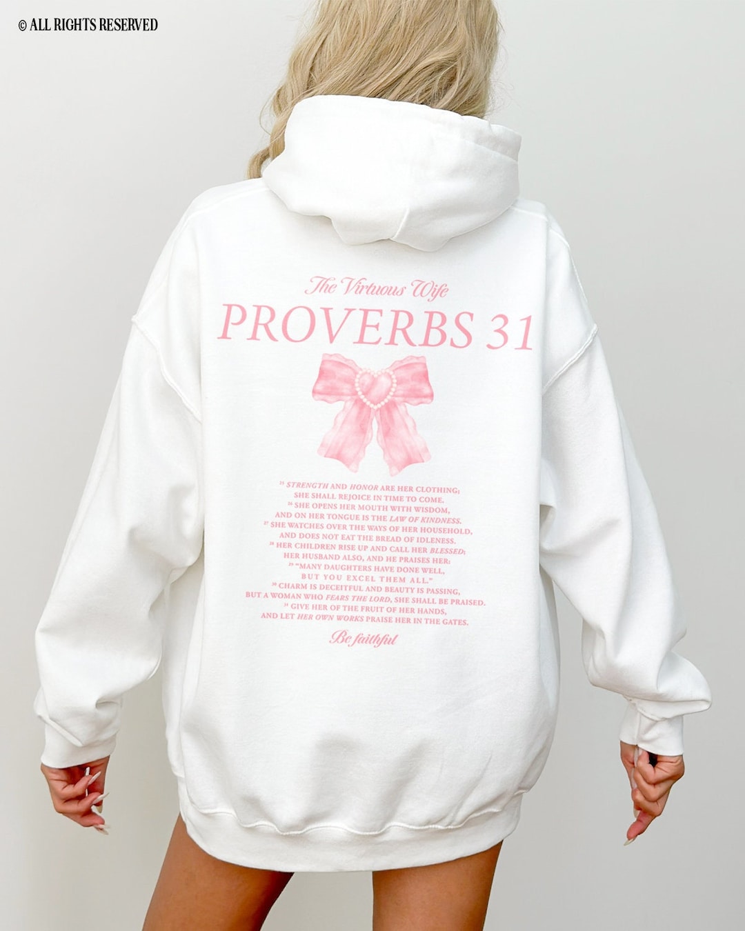 Proverbs 31 Bible Verse Hoodie Coquette Christian Sweater Soft Girl ...