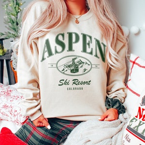 Aspen Colorado Crewneck Preppy Mountains Sweatshirt Vintage Mountain ...