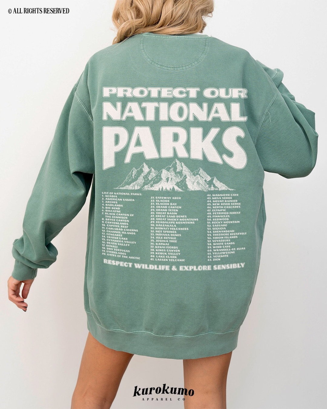 63 National Parks Crewneck Park Ranger Mountain Hiking Sweatshirt Retro ...