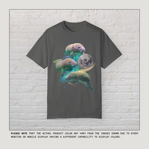 Retro Manatees & Moon Graphic Tee 90s Manatee Tshirt Respect the Locals ...