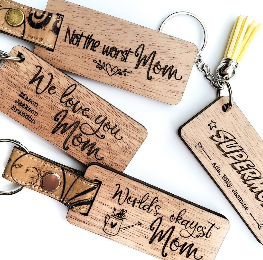 Keychains Mothers Day SVG Cut File, Set of 11 Designs Keychains for Mom ...