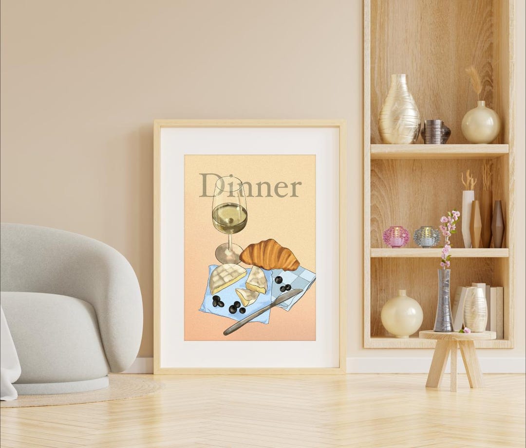 Art Print Dinner Poster Digital Download Kitchen Poster Food Wine ...