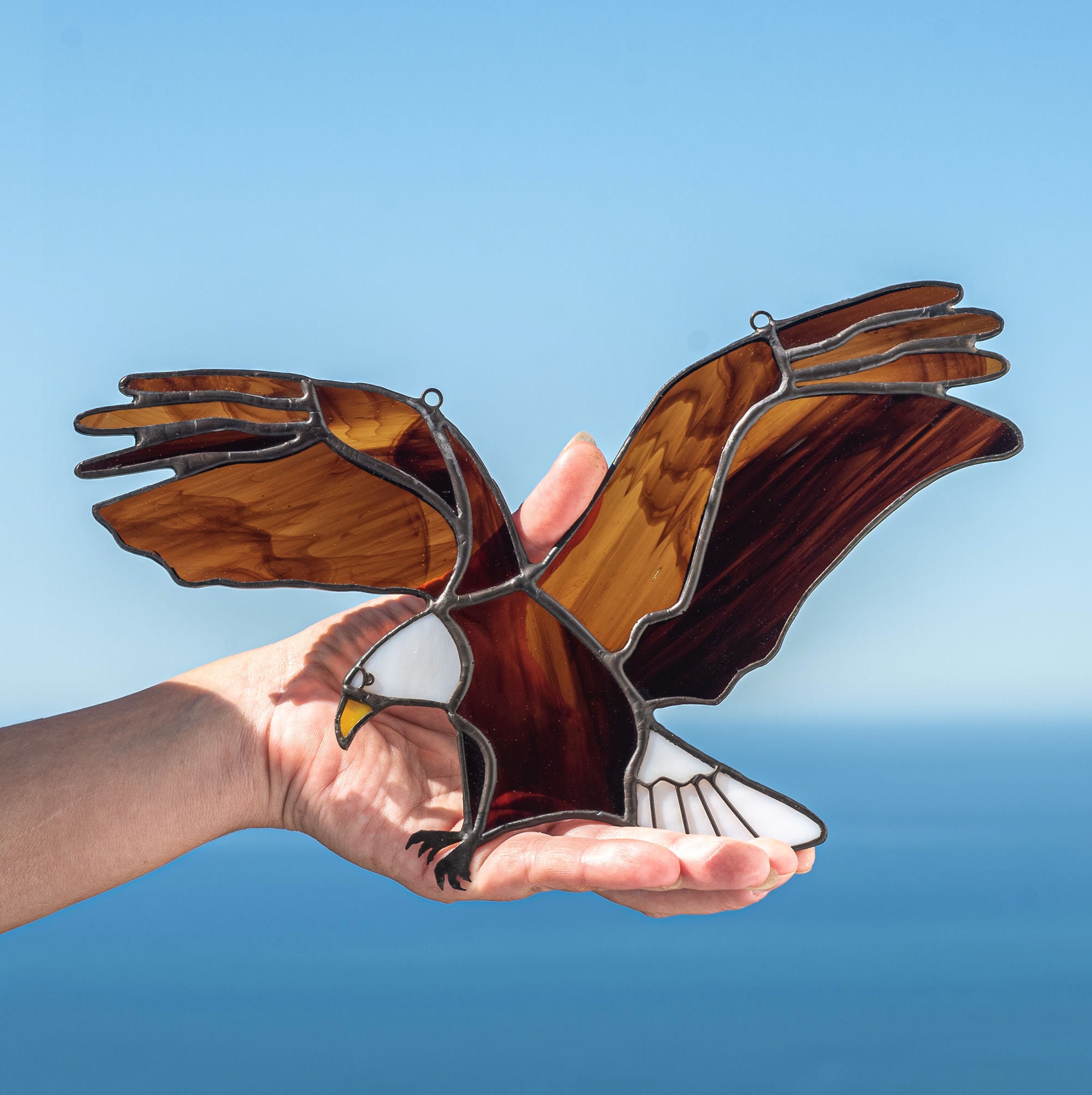 Stained Glass Eagle Window Hanging Stained Glass Bird Bald - Etsy