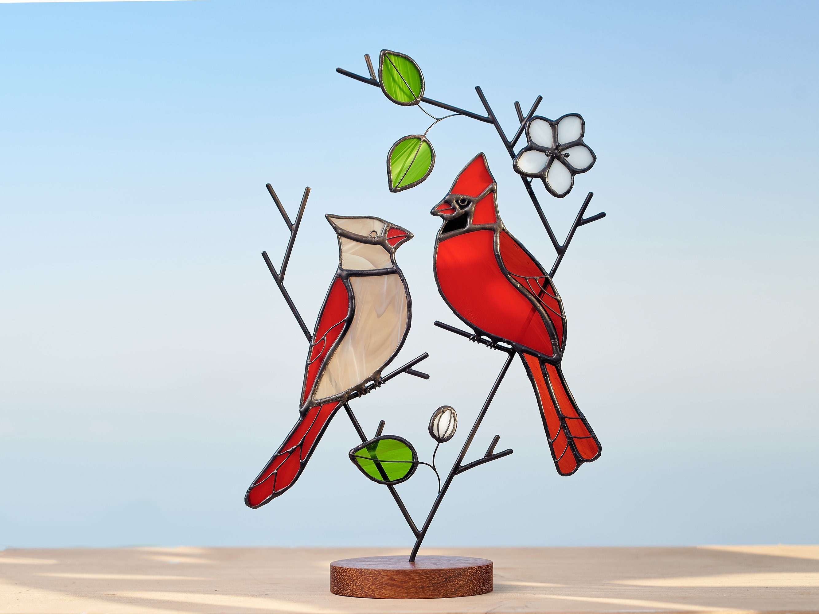 Female cardinal stained glass - Etsy.de