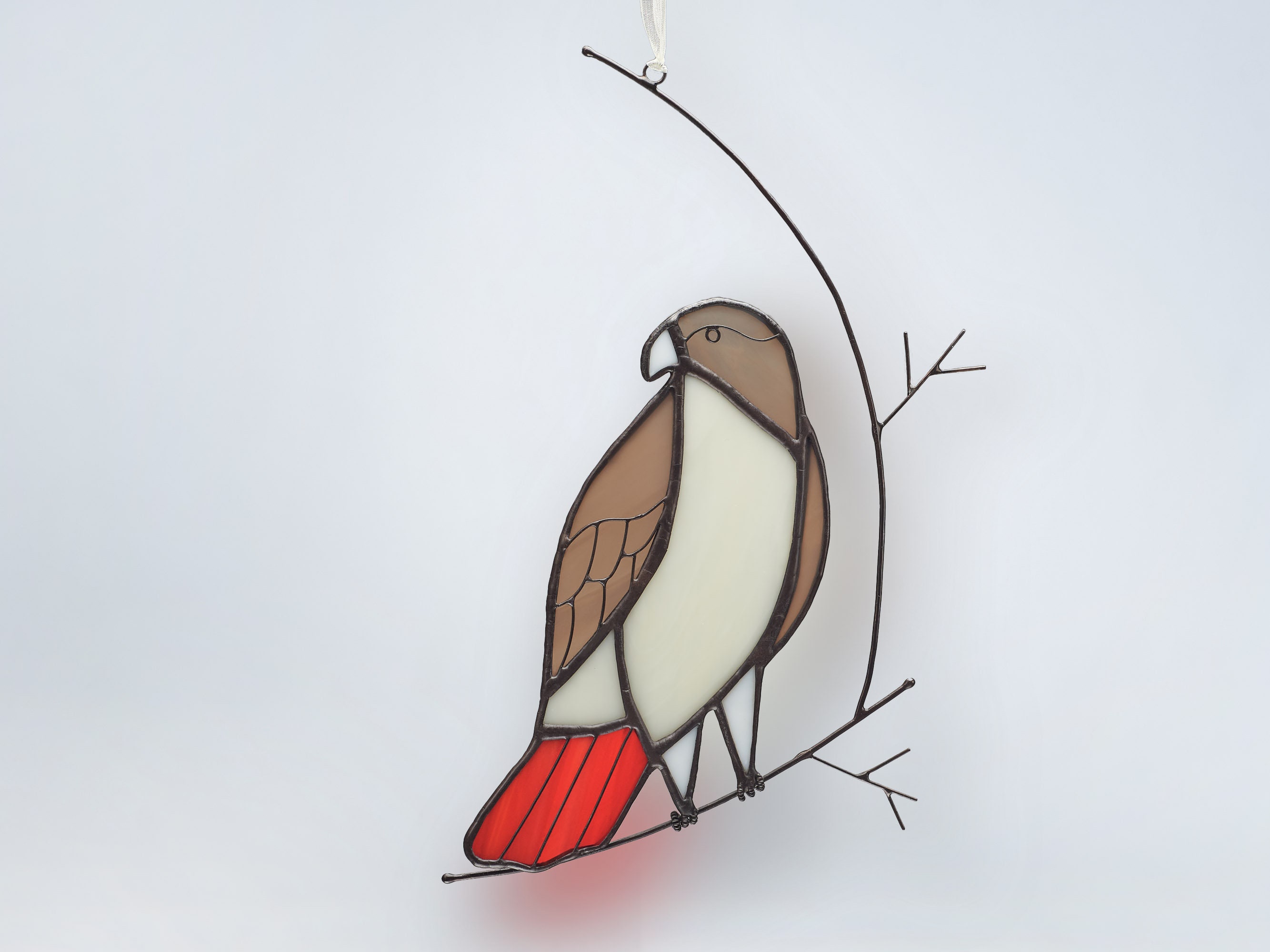 Stained Glass Red-tailed Hawk on the Branch Hawk Stained Glass ...