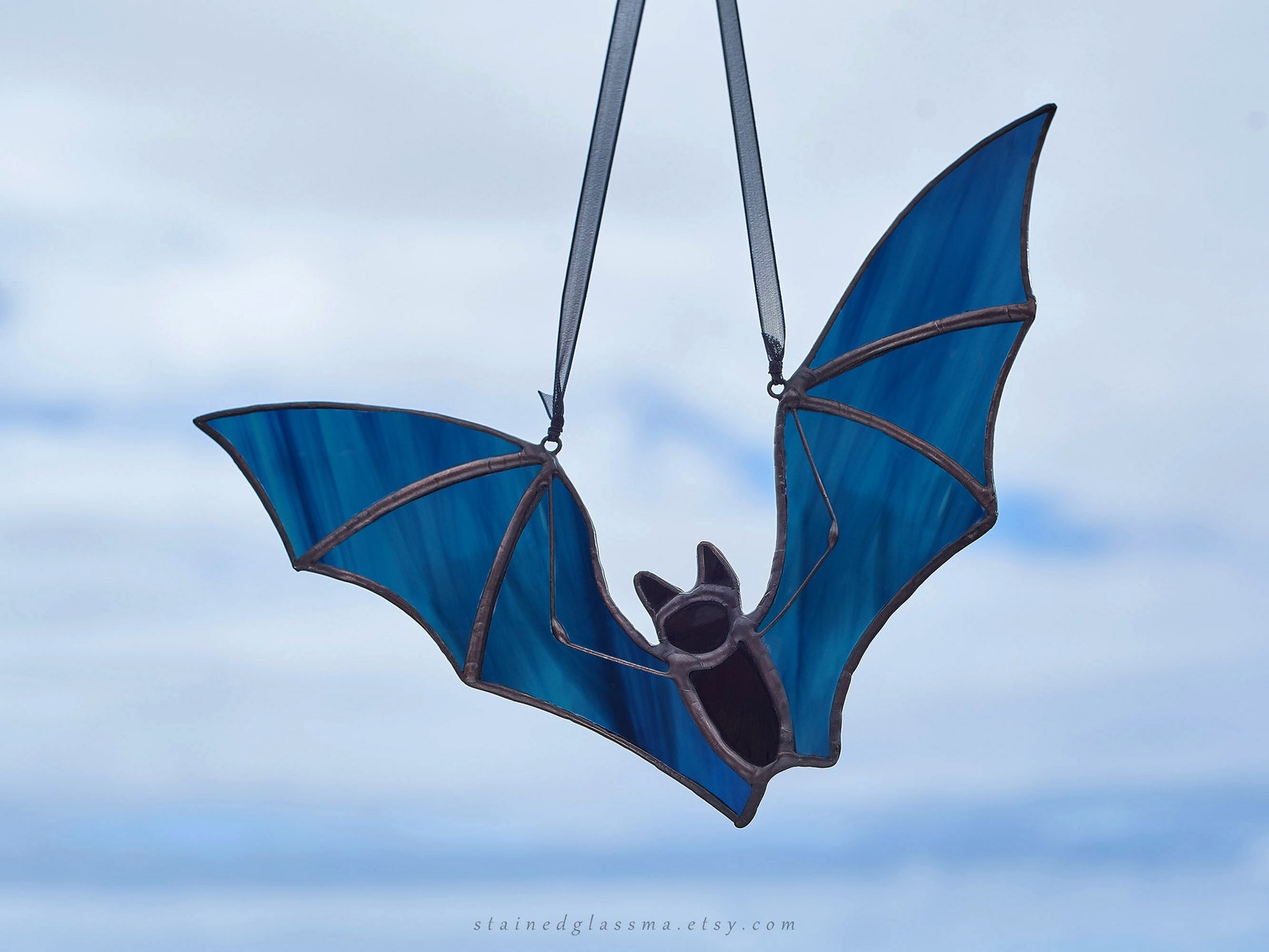 Stained Glass Bat Halloween Suncatcher Window Hanging Halloween ...