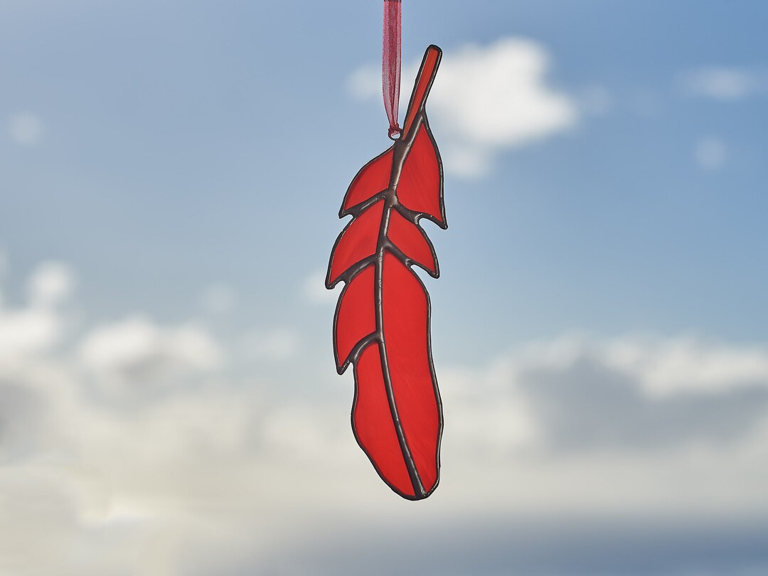 Stained Glass Cardinal Feather Window Hanging Home Decoration. - Etsy