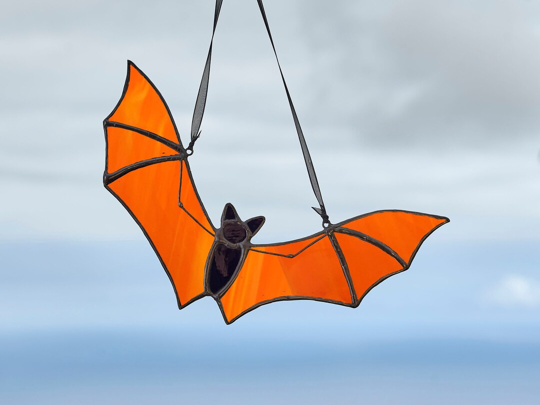 Stained Glass Bat Halloween Suncatcher Window Hanging Halloween ...