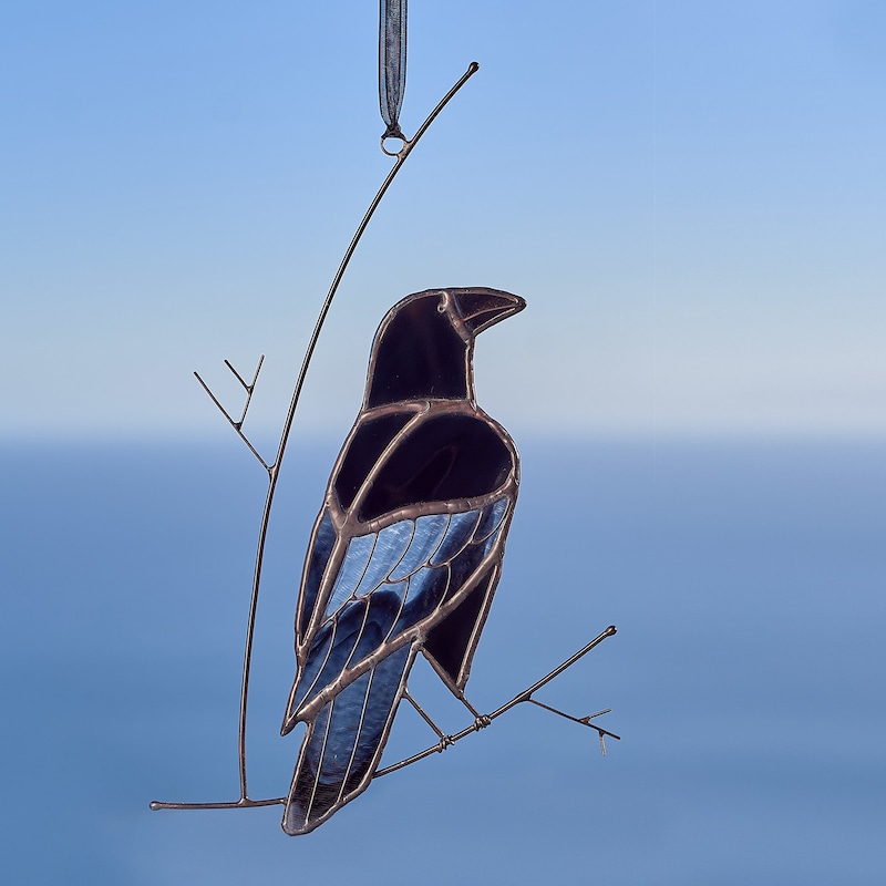 Stained Glass Raven - Etsy